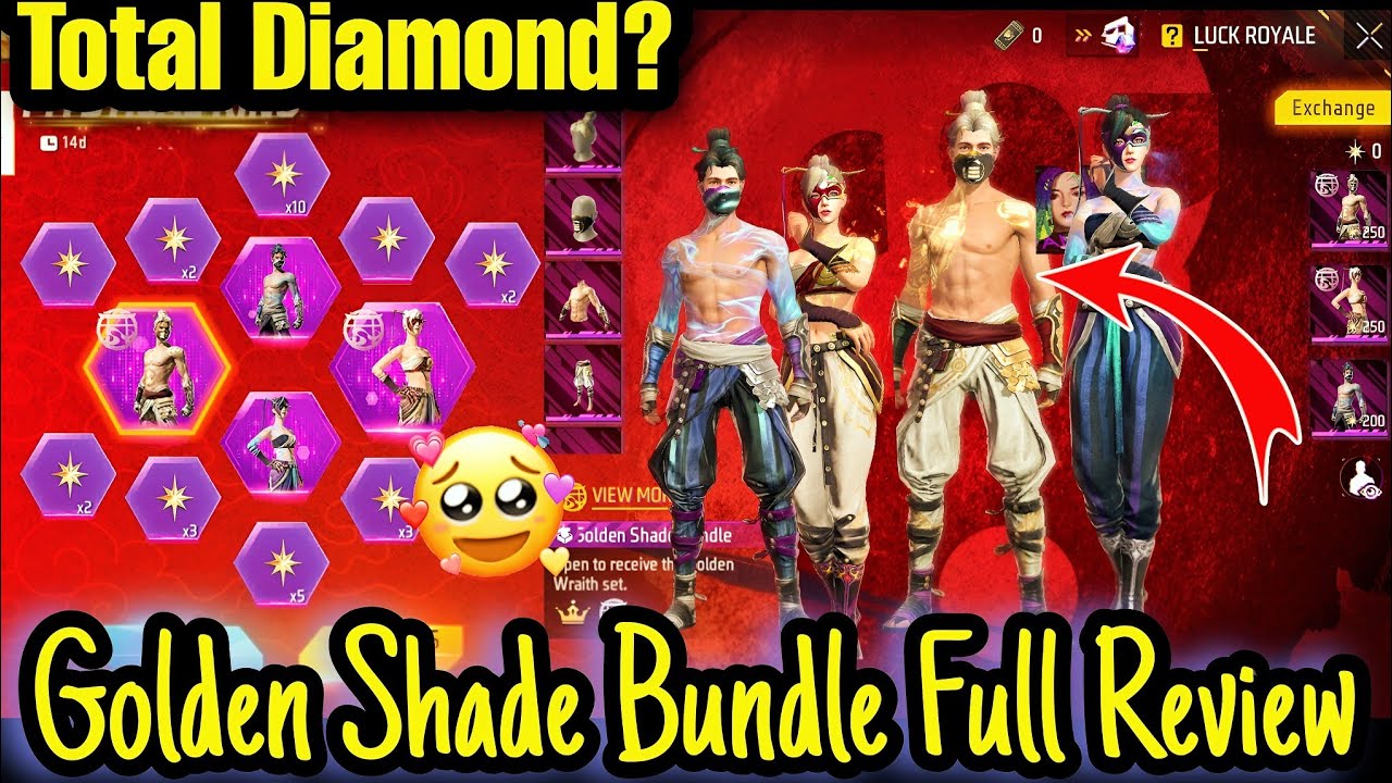 FF Golden Shade Bundle Total Diamond | Golden Shade Bundle Spin Trick ...