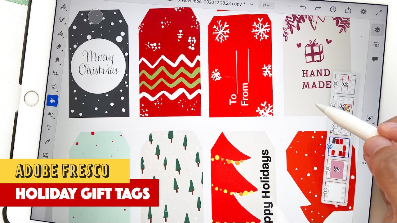 How to create Holiday Gift Tags with Adobe Fresco - YouTube