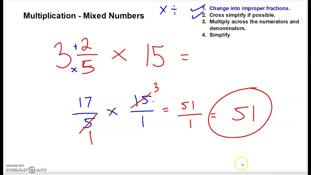 Multiplication of Mixed Numbers Tutorial - YouTube
