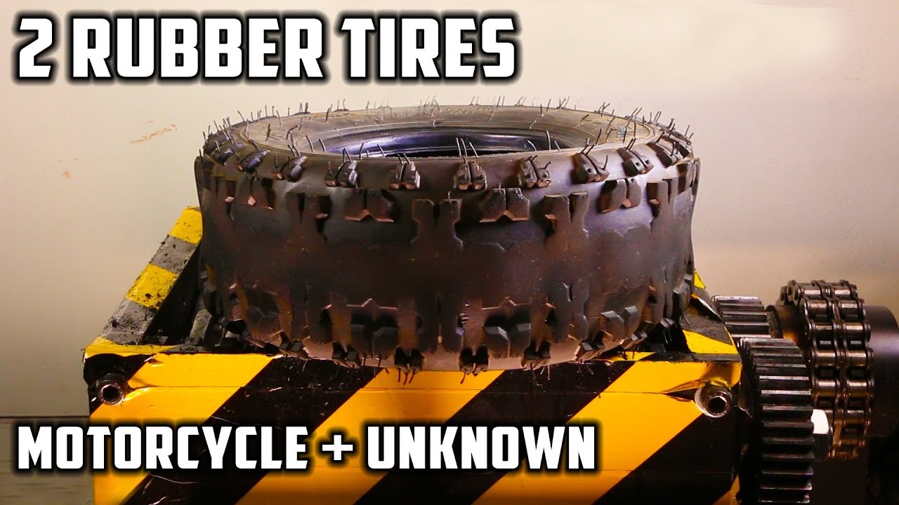 Shredding Two Rubber Tyres - Motorcycle Tyre and Other Tyre - YouTube