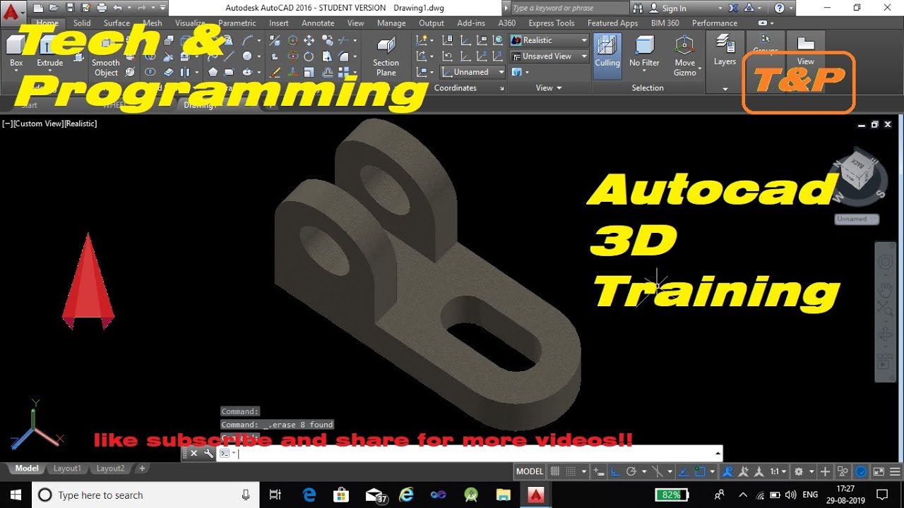 AutoCAD 3D Basics Training Exercises - YouTube
