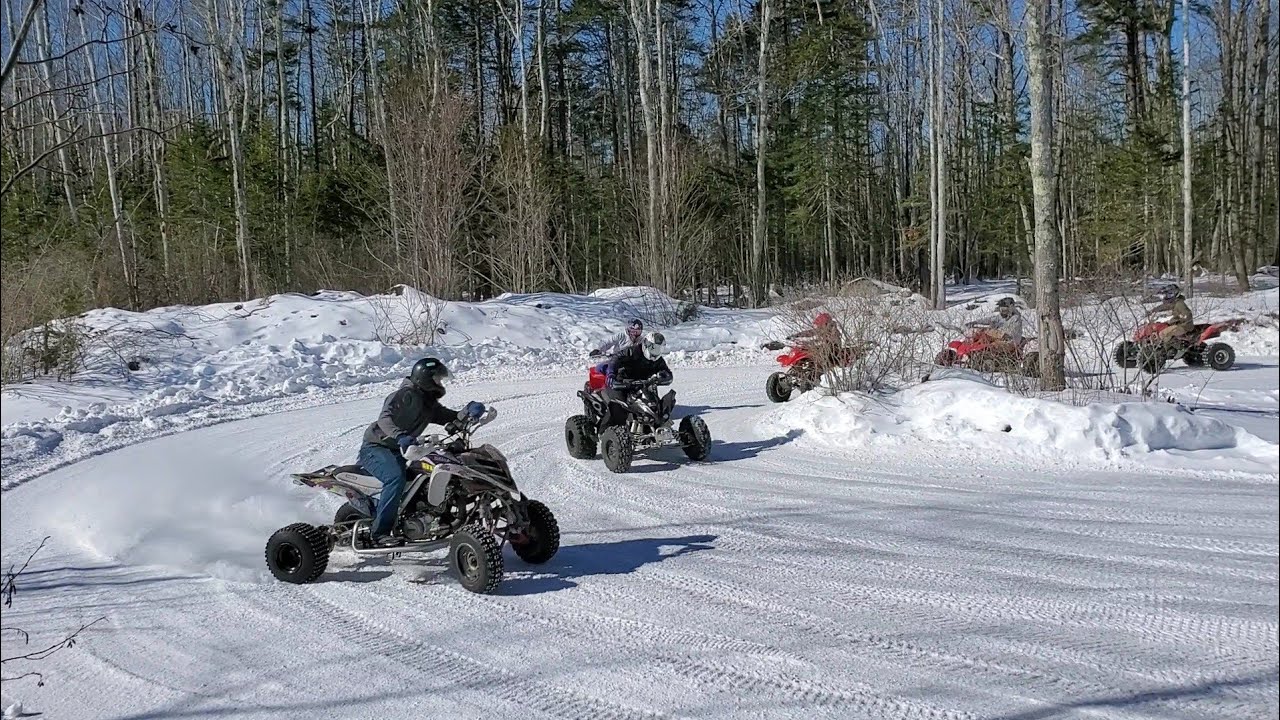 ATV and Lawn tractor Ice Racing in Maine - YouTube