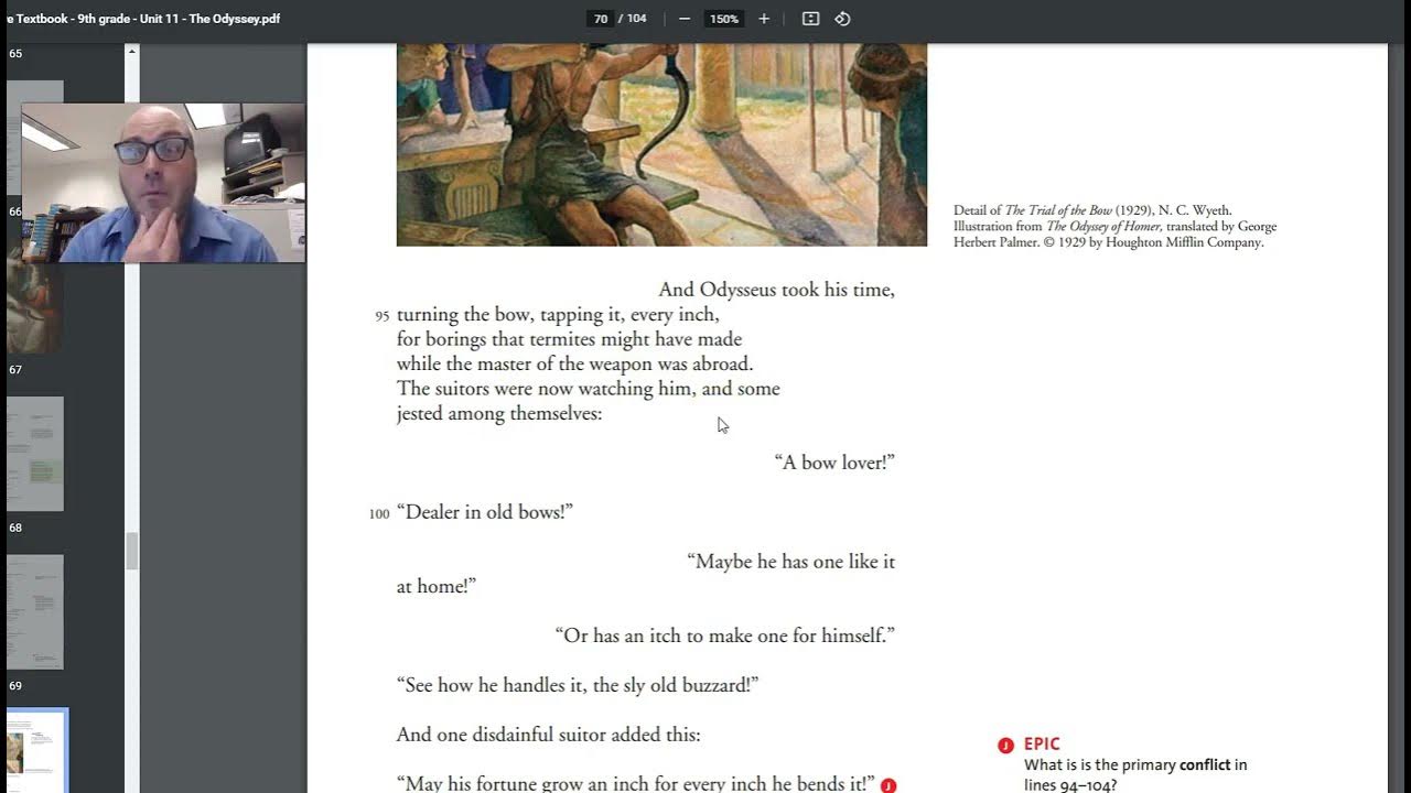 Odyssey Read Aloud with Analysis, English 9 Textbook: Book 21 "The Test ...