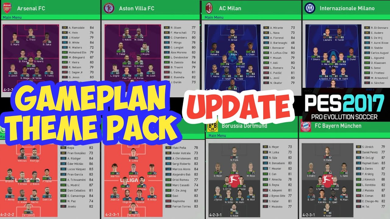 PES 2017 NEW GAMEPLAN THEME PACK V3 2023 - YouTube