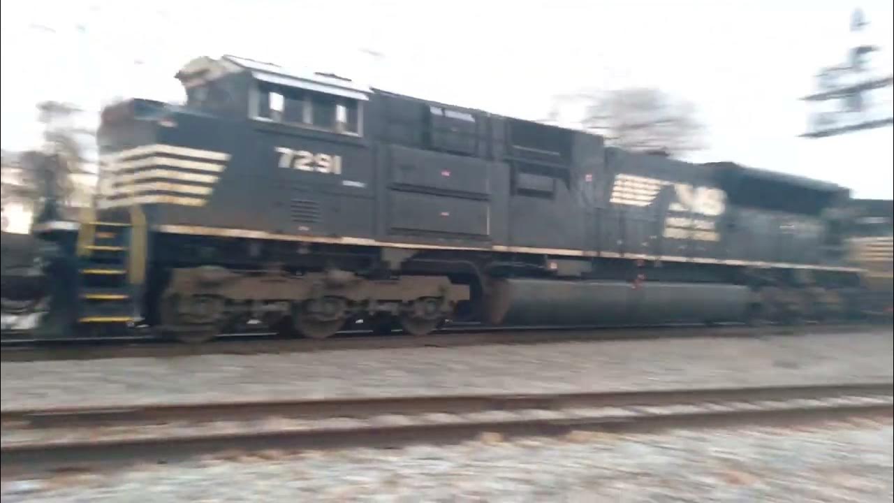 NS 8026 leads a Southbound NS Grain Train with NS 7291 SD70ACU trailing - YouTube