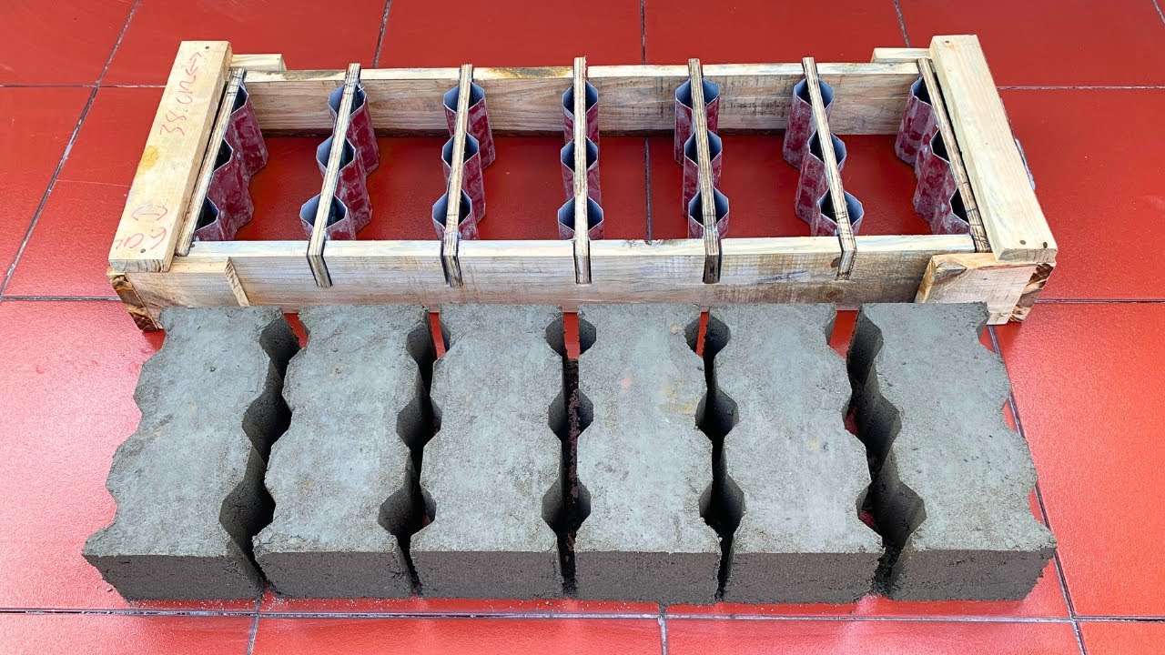 Creating cement brick shapes is easy, with wooden brick molds and ...