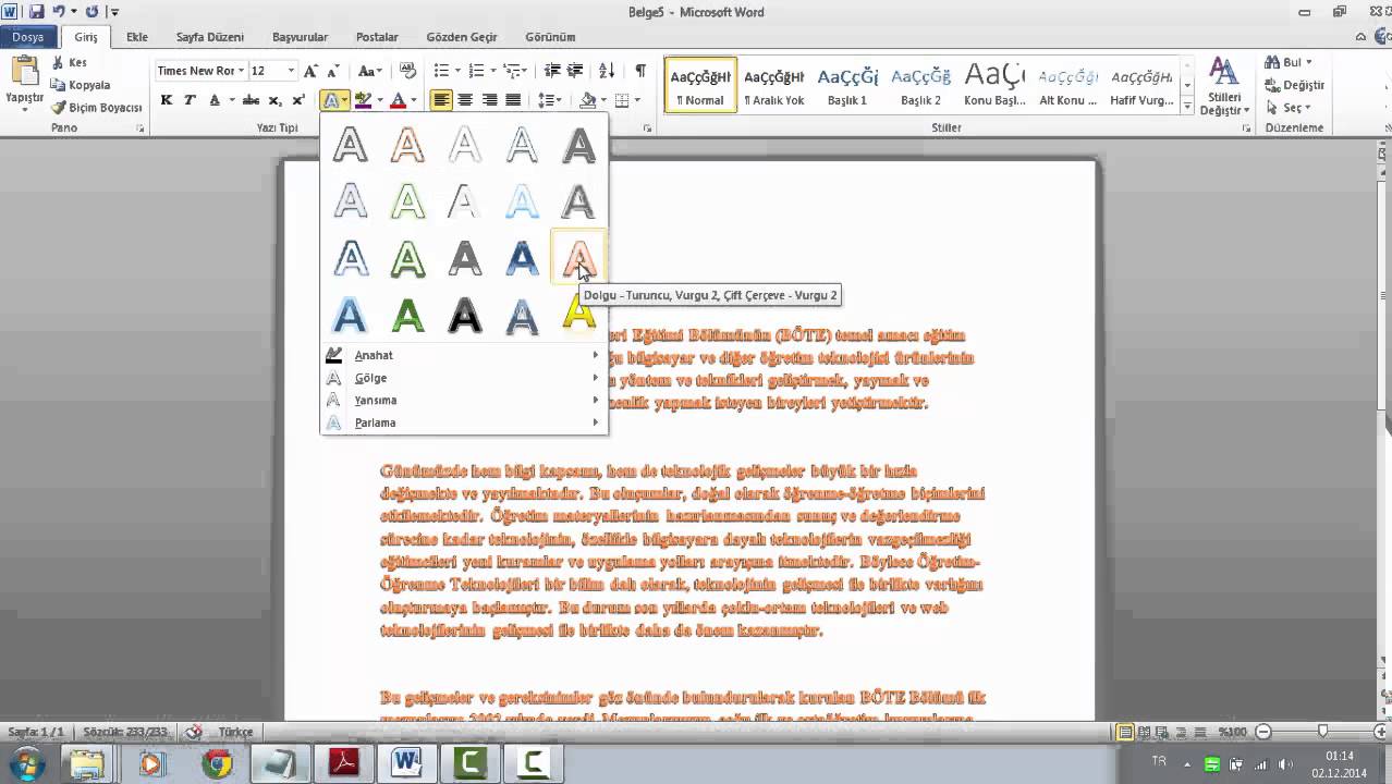 Word - 2 / 8 (Yazı tipi ve paragraf ayarları. Örnek uygulama) - YouTube