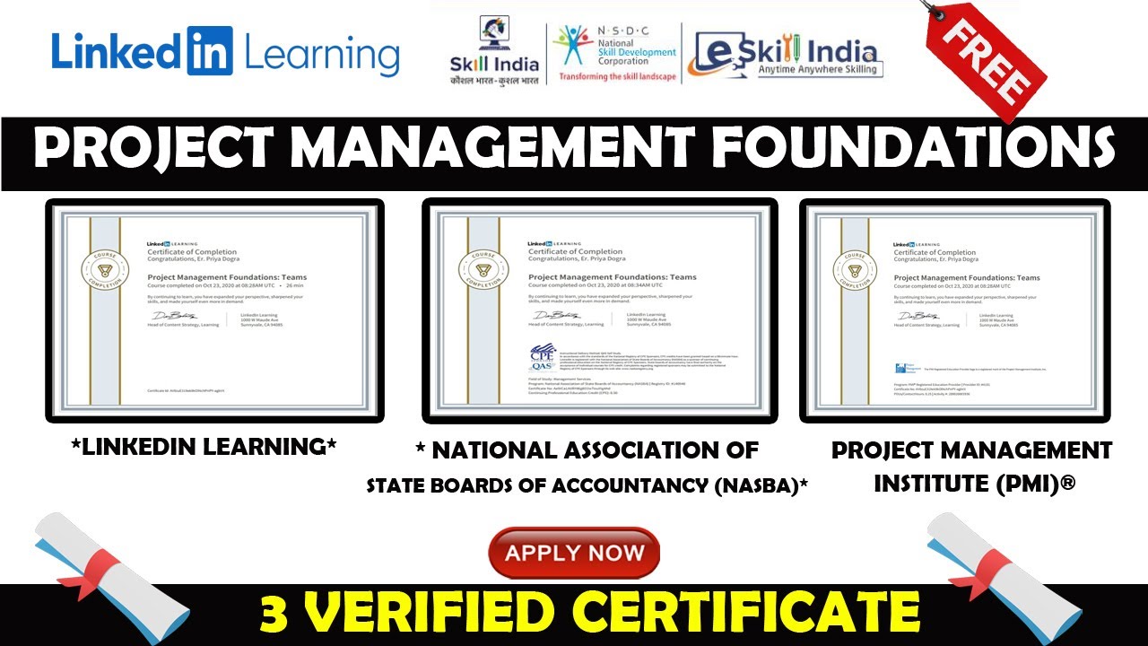 e-SKILL India FREE Verified Certificate | LinkedIn Learning Project ...