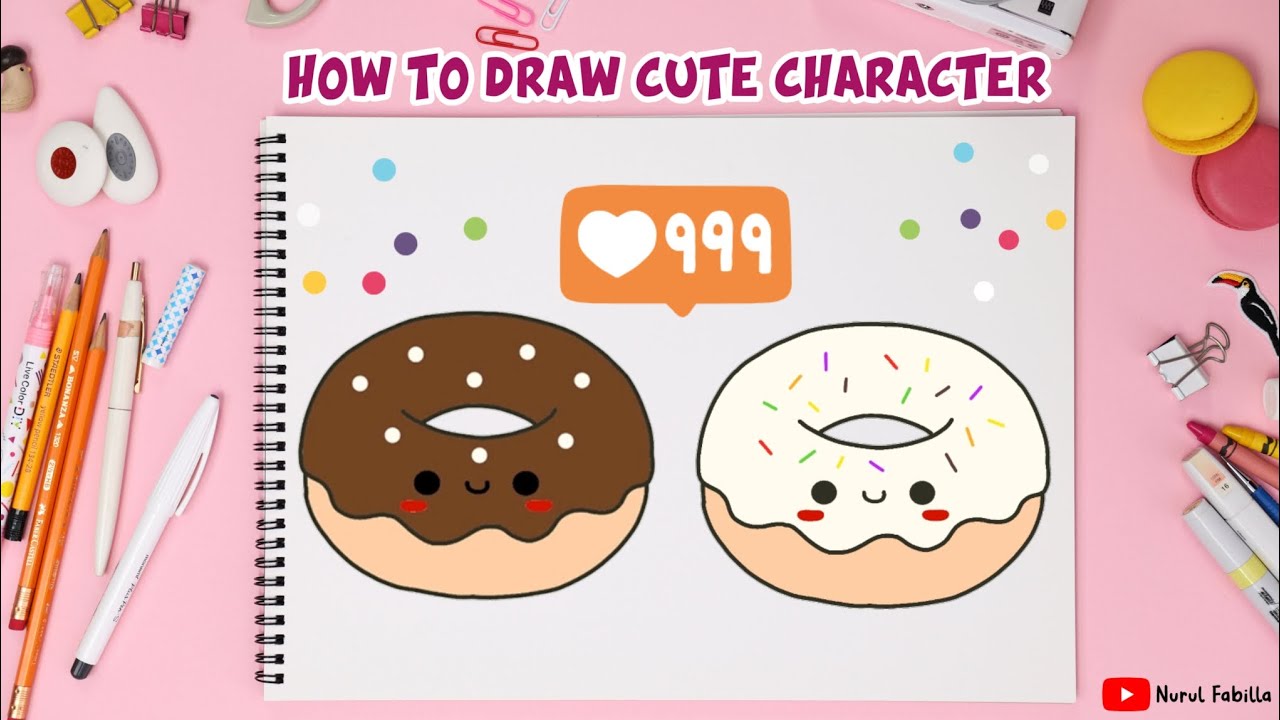 SO DELICIOUS DONUT ! | HOW TO DRAW CHOCOLATE DONUT AND WHITE DONUT STEP ...