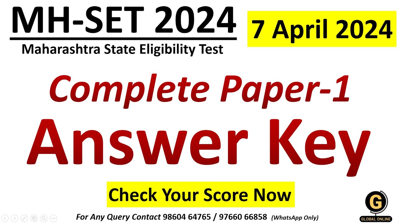 MH SET 2024 Paper 1 Answer Key | Maharashtra SET Answer Key 2024 ...