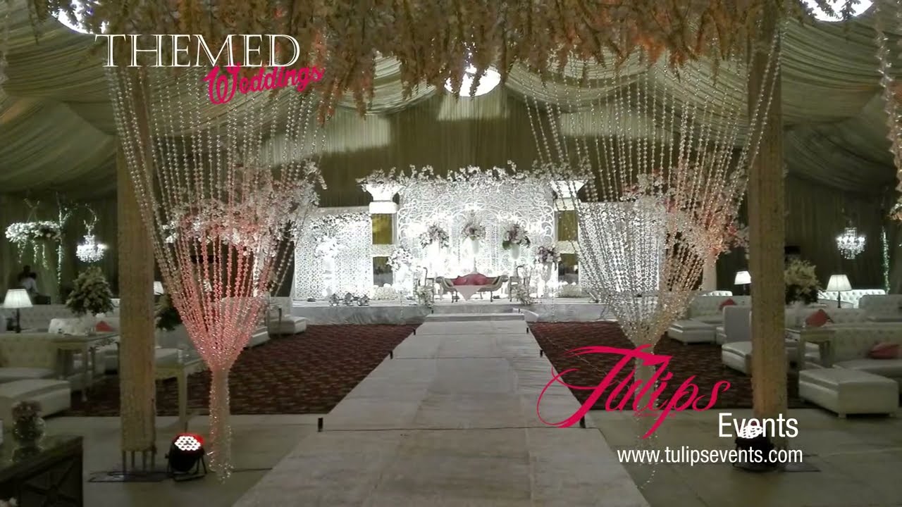 White Wedding Theme Walima Setup Decoration in Pakistan - YouTube