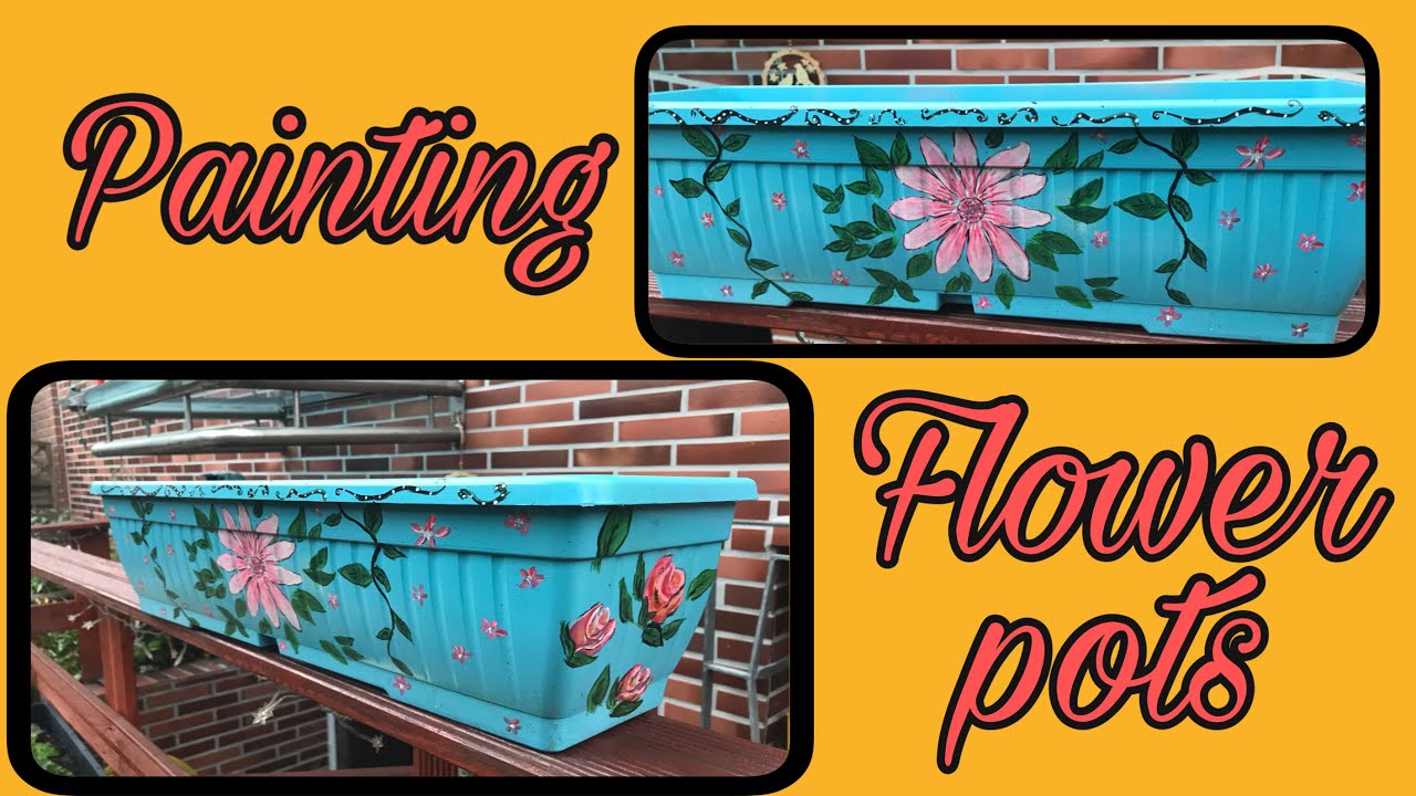 Painting Flower Pot//Making old pot attractive - YouTube