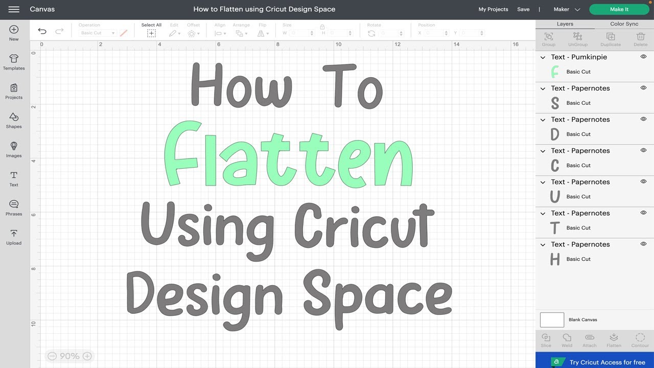 How to use the Flatten feature in Design Space - YouTube