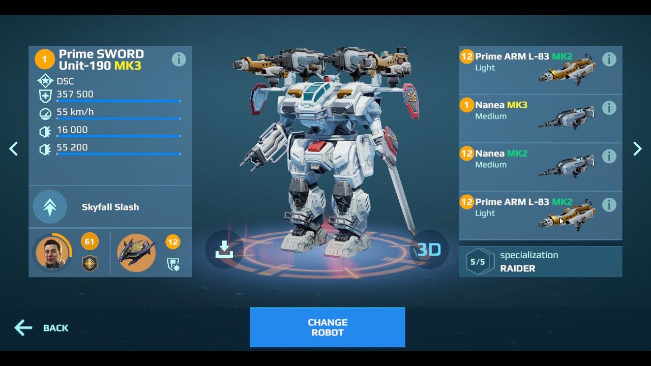 25 MILLION DAMAGE WITH PRIME SWORD UNIT - 190 MK3 War Robots - YouTube