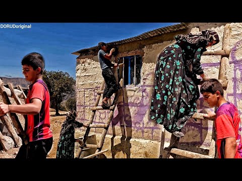 Akram and Her Children Use Mud to Protect Their Home from the Winter Cold ❄️🏡