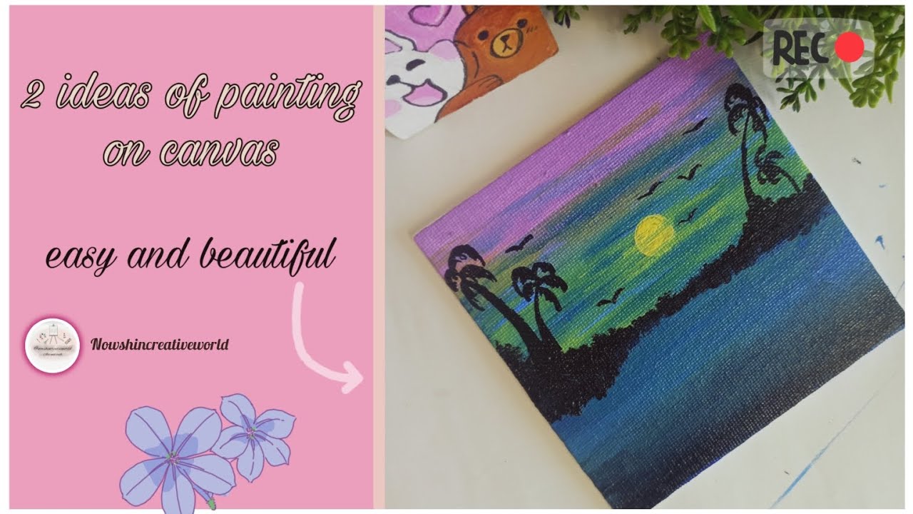 how to paint easy and beautiful painting😱 on canvas|For Beginners🎨 ...