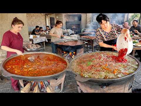 HUNDREDS QUEUE EVERY MORNING FOR 1000 KG MEAT SHORVA SOUP | TASTIEST TRADITIONAL UZBEKISTAN CUISINE