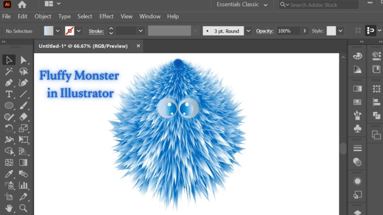 How to Create a Fluffy Monster in Illustrator 🧸 - YouTube
