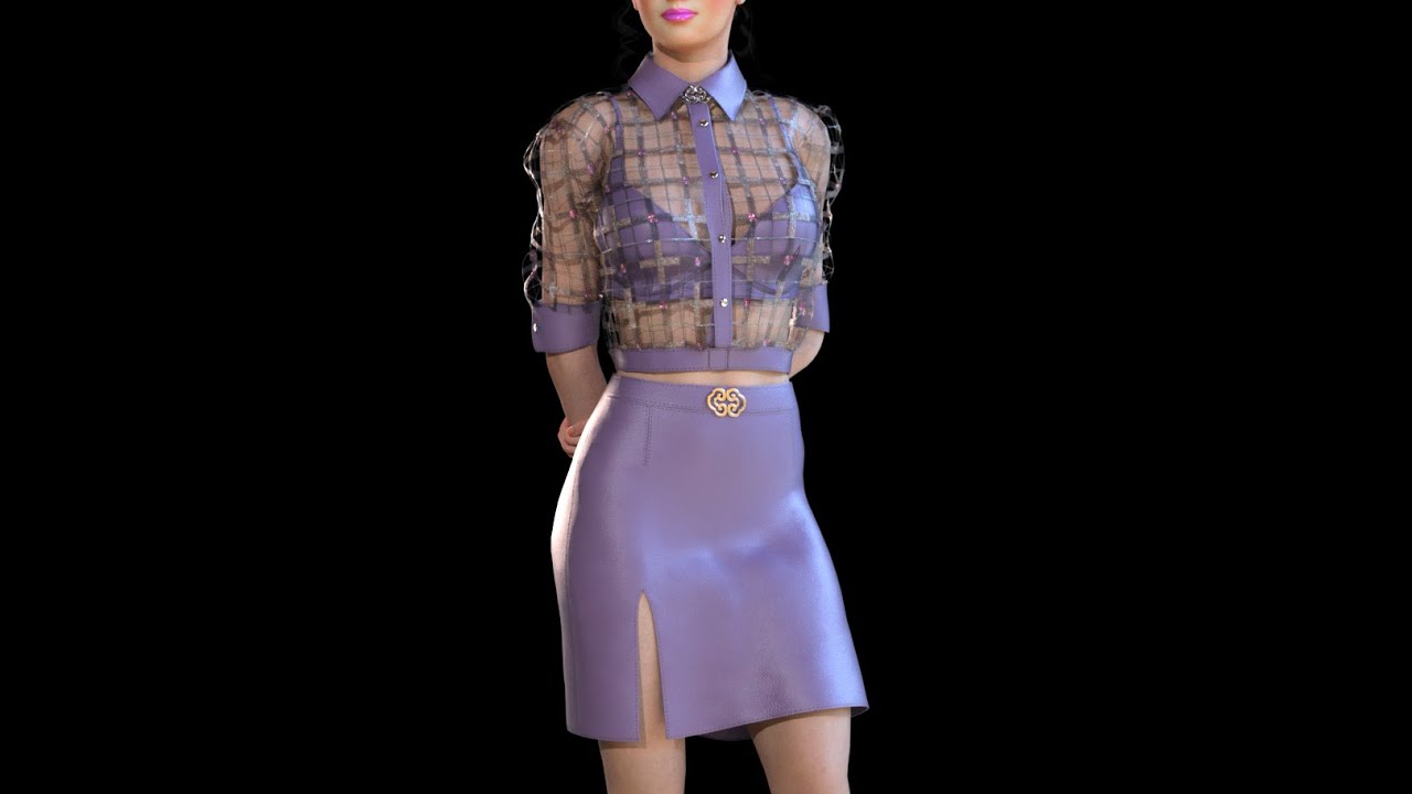 CC4 iClone Leather Skirt & Blouse Outfit - YouTube