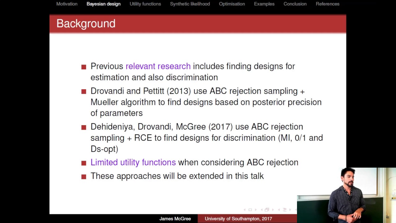 29th June 2017 MSG Design of Experiments Seminars - James McGree - YouTube