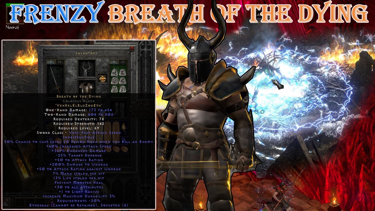 Diablo II Resurrected -Barbarian Frenzy Using 2 Breath of the Dying ...