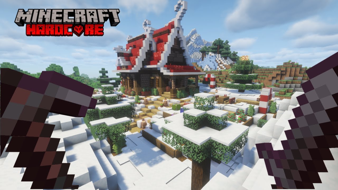 I built a Cozy Christmas Cabin for my minecraft world - YouTube