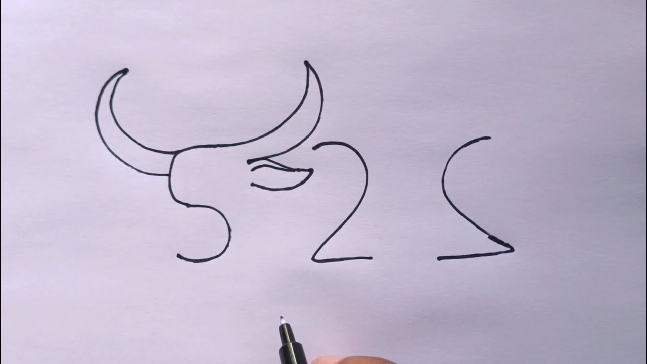 Buffalo Drawing With Number Step By Step | Buffalo Drawing Easy To Draw ...