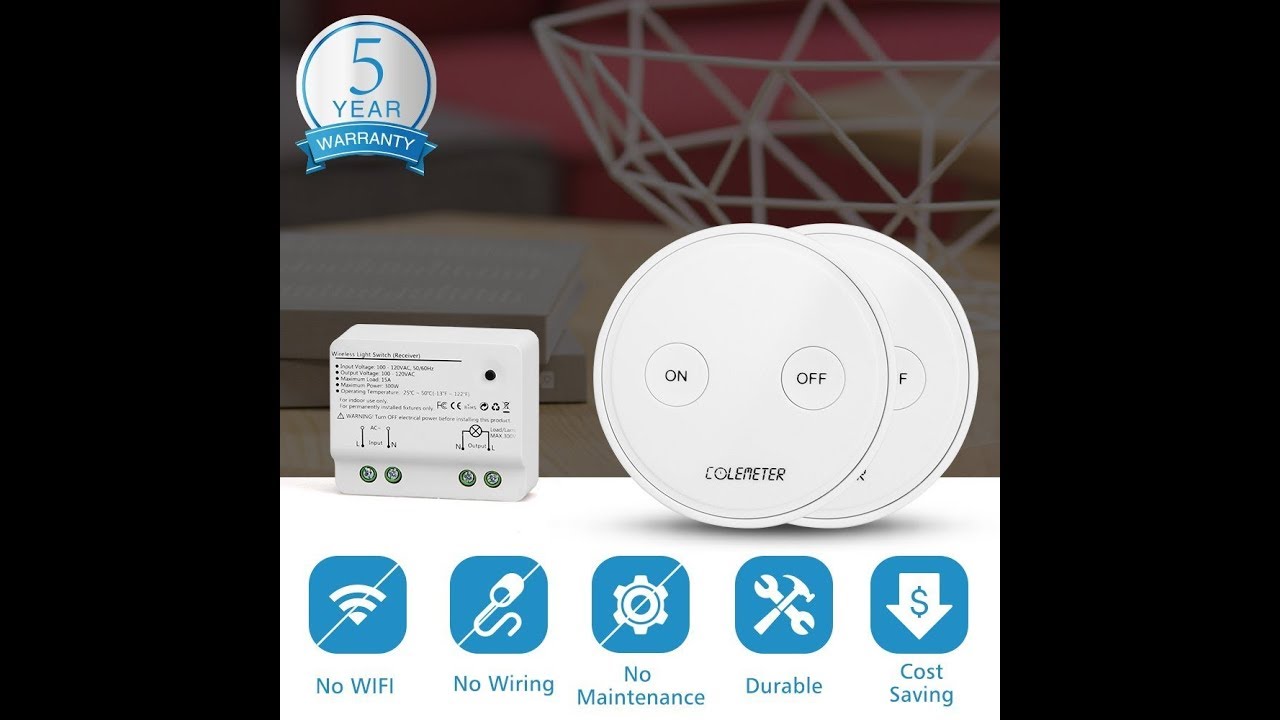 Recens ITA Interruttore Luce Wireless, COLEMETER Senza Fili Swith ...