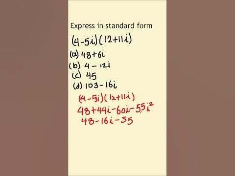Express in standard form / complex numbers / cbse math / class 10 math chapter 10 complex ...