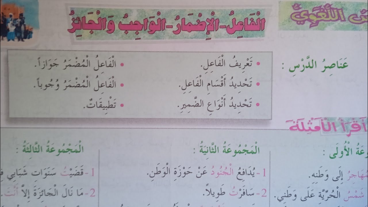 شرح درس الفاعل الإضمار الواجب و الجائر مكون الدرس اللغوي مادة اللغة العربية الثانية اعدادي