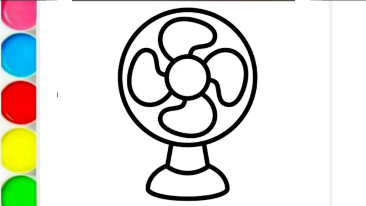 Easy fan drawing and colouring, how to draw a table fan for kids and ...