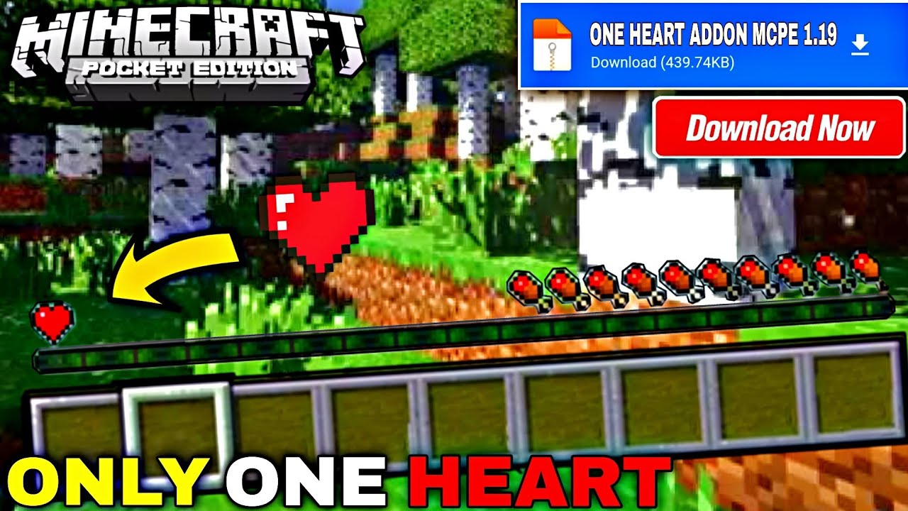 ONE HEART ADDON FOR MINECRAFT PE 1.19 | ONLY ONE HEART ADDON MINECRAFT PE - YouTube