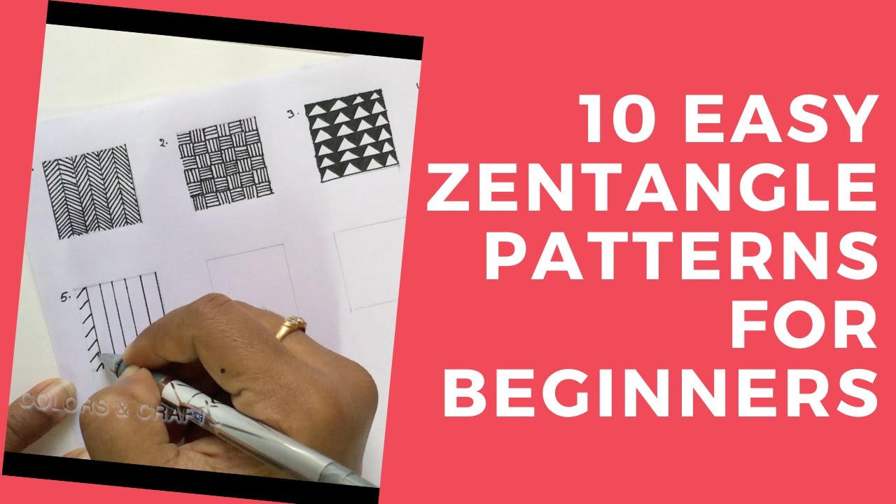 10 Easy Zentangle Patterns For Beginners | Step By Step easy Zentangle ...