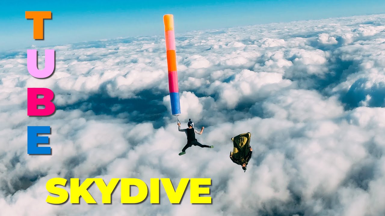 Skydiving with a TUBE and my wingsuit buddies 😎 - YouTube