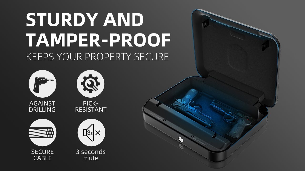 Keep Your Guns Safe With A Fingerprint Scanner Pistol Safety Box! - YouTube