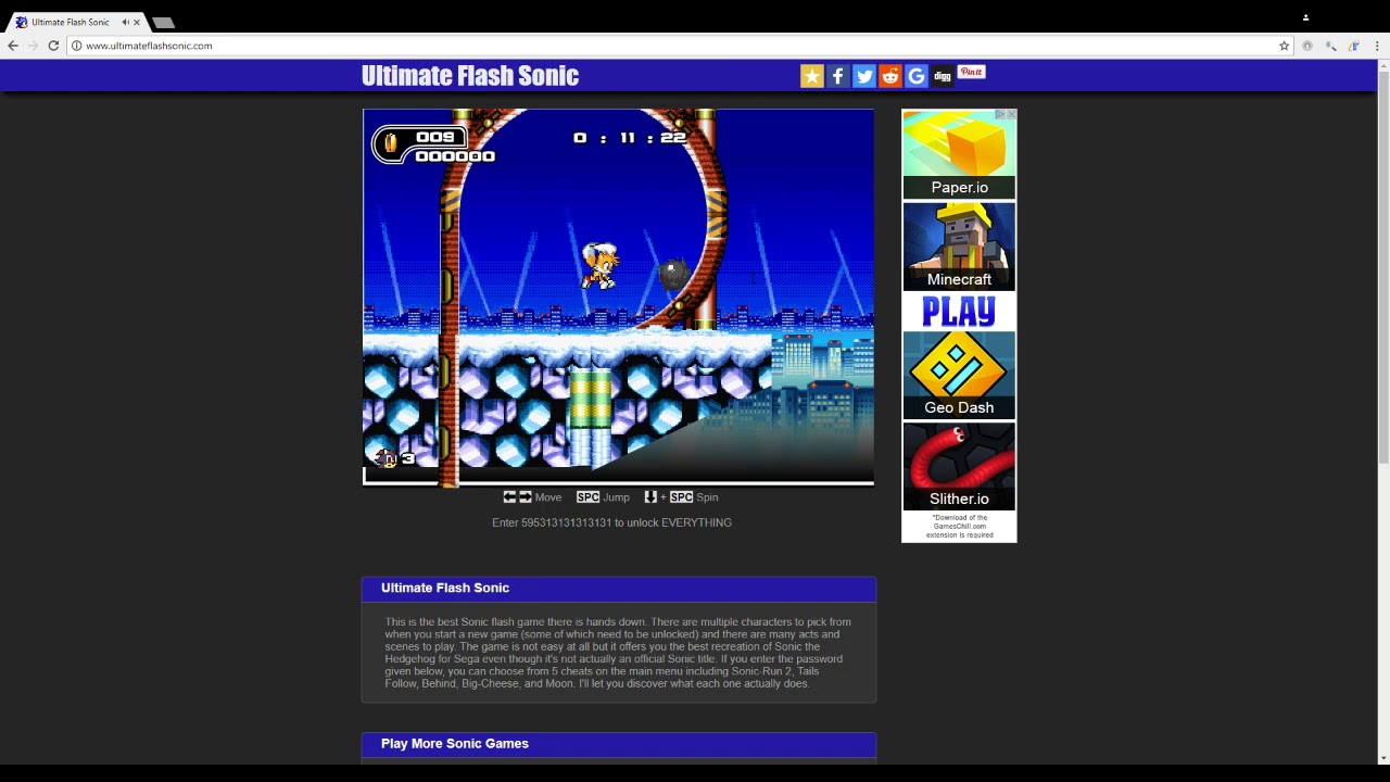 Sonic ultimate flash game! | pt 1 | flash games. - YouTube