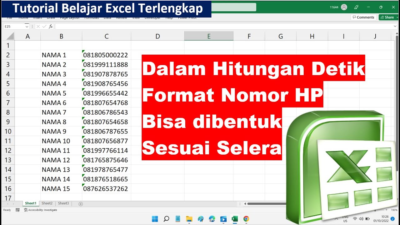Cara Merubah Format Nomor HP di Excel | Belajar Excel Dari Nol - YouTube