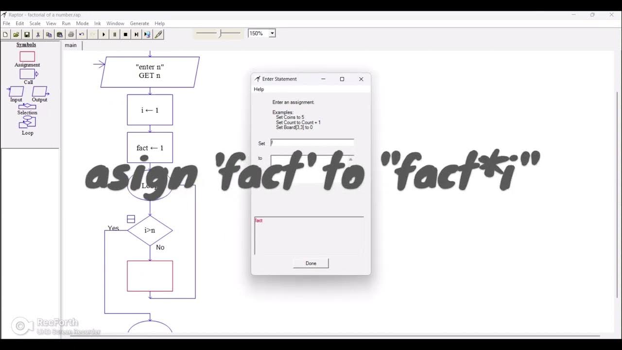 Very Easy Method To Draw A Flowchart For Factorial Of Number In Raptor