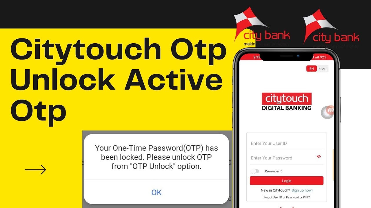 How to unlock (active) citytouch OTP//how to use city bank citytouch app - YouTube