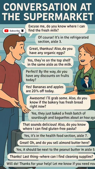 Supermarket Conversation | Helpful Shopping Dialogue #learnenglish # ...