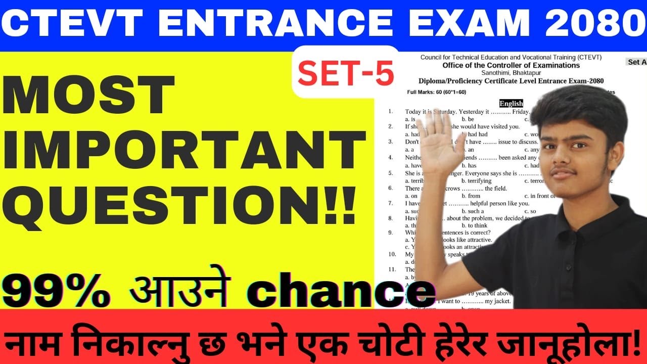 Ctevt entrance exam model questions 2080 | ctevt entrance exam model ...