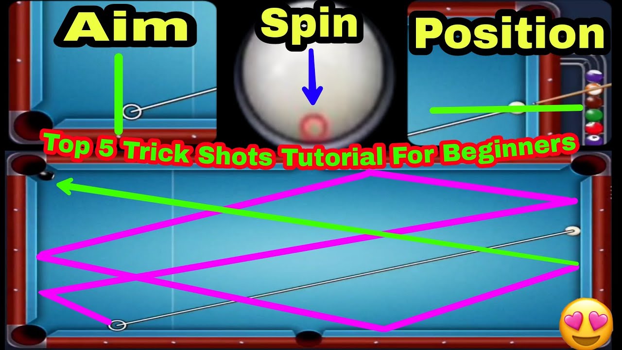 🤩 5 Amazing Trick Shots Tutorial 😮 8 Ball Pool || Learn how to ...