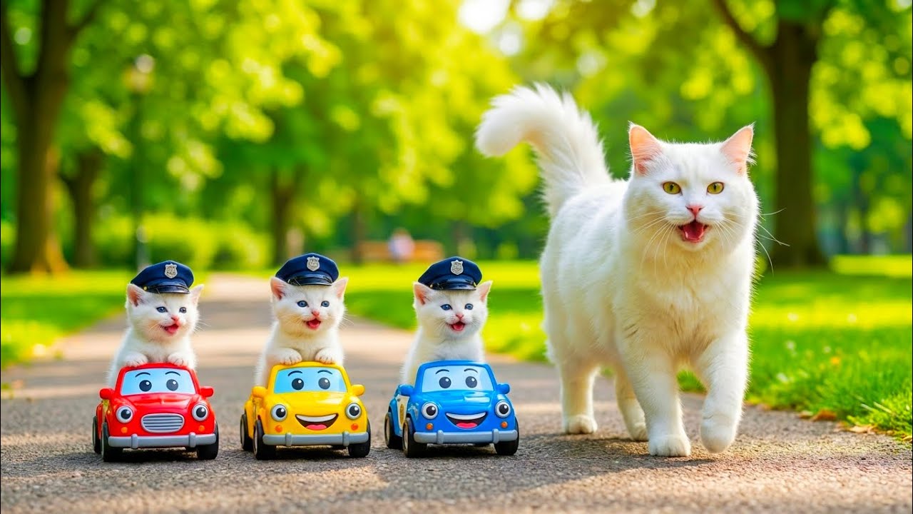 Mama Cat Buys Police McQueen Cars for Kitten Cats 🚓🚗 | Funny Cat Family ...