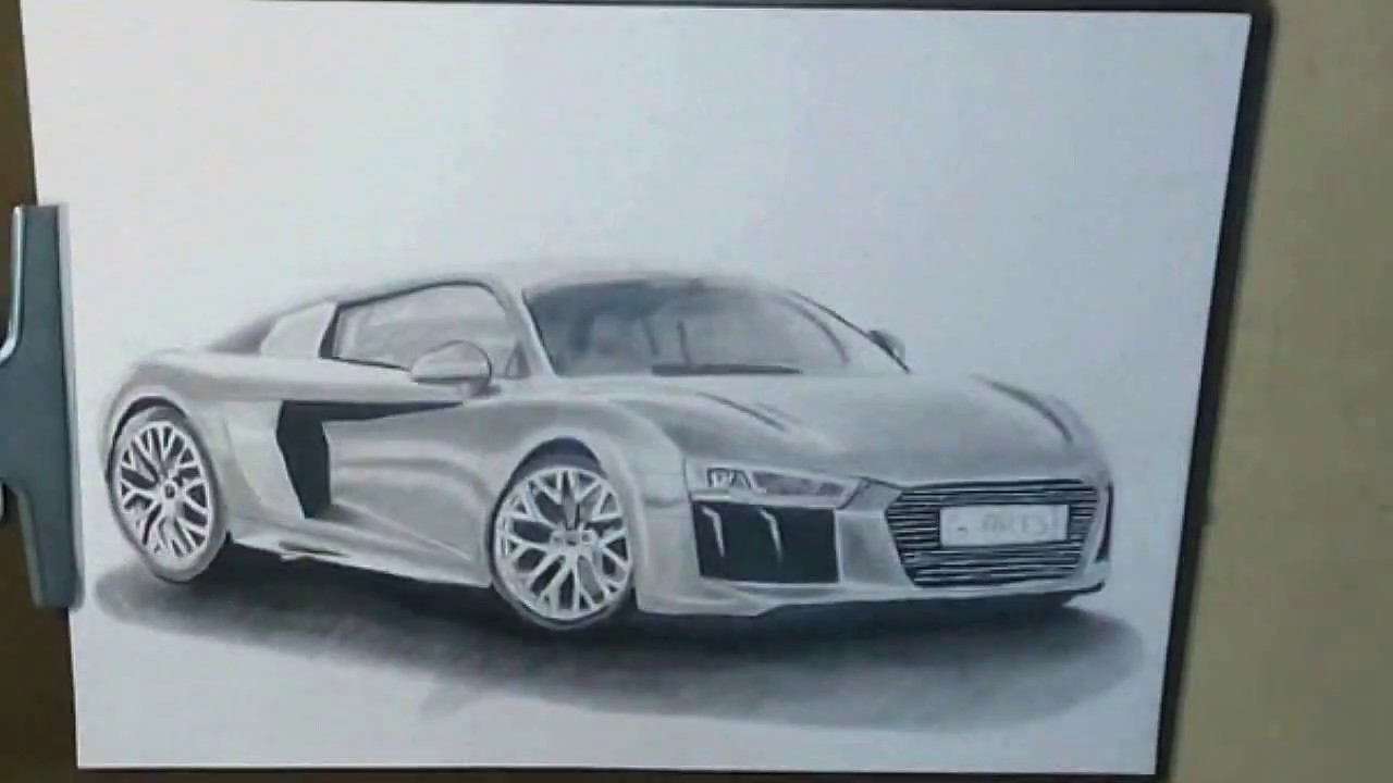 Drawing a realistc Audi r8 | Desenhando Audi r8 realista - YouTube