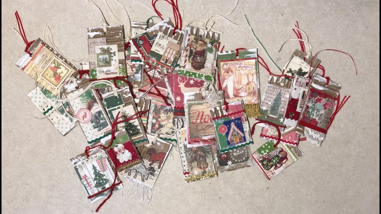 Making Scrappy Christmas Tags With Cardboard - YouTube