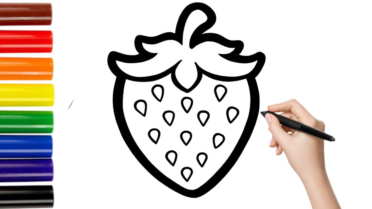 How to Draw Strawberry 🍓 | Easy Strawberry Drawing for Kids and ...