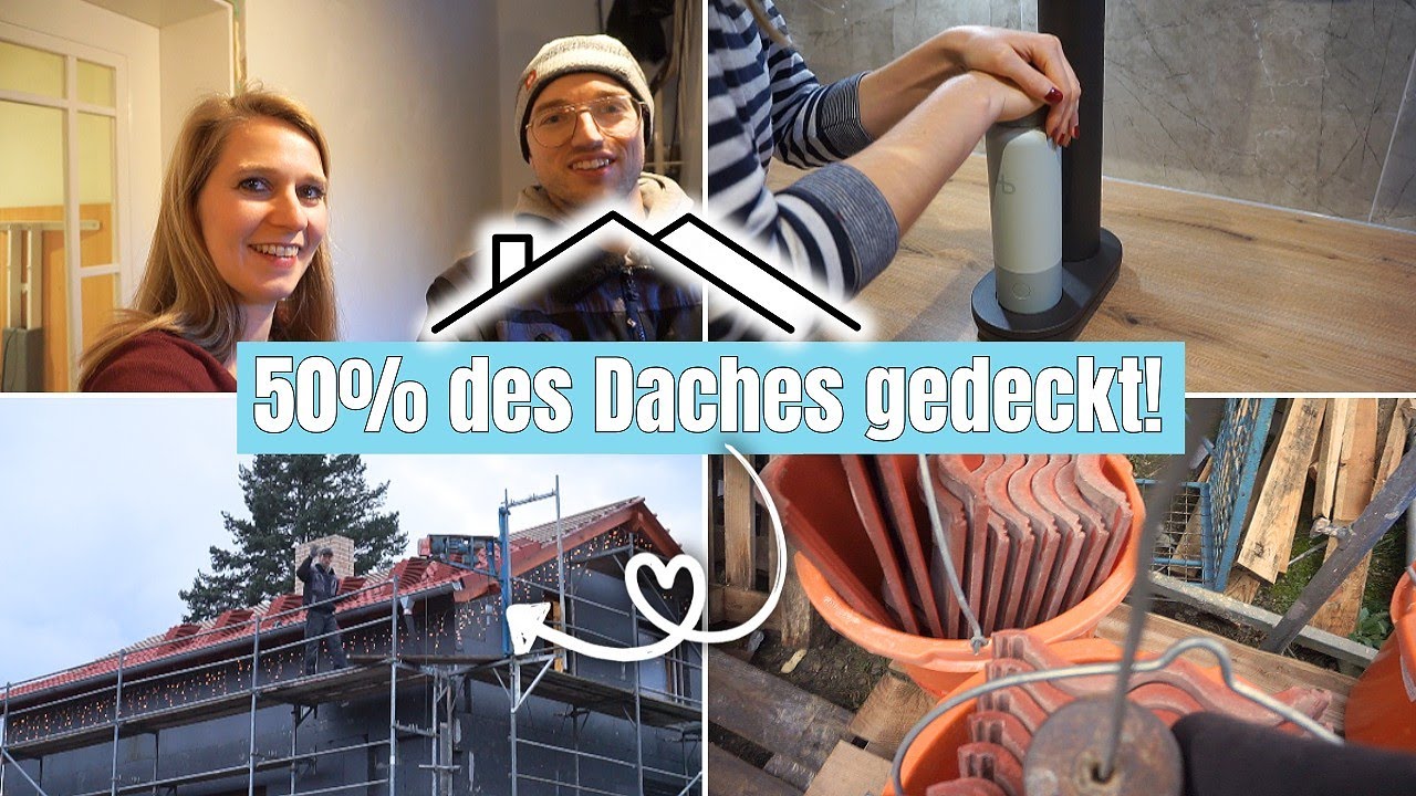 Bauvlog N°116 | DACH ANHEBEN | Erste Hälfte des Daches ist gedeckt ...