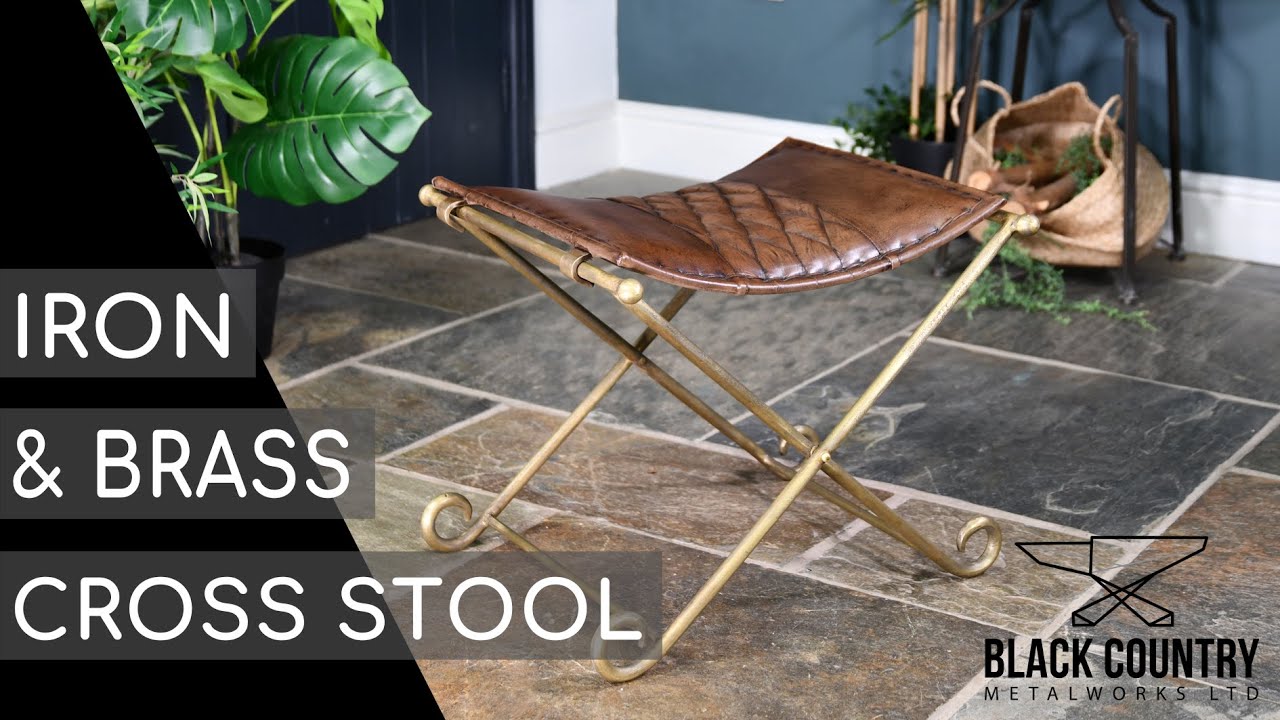 Iron & Brass Cross Stool - YouTube
