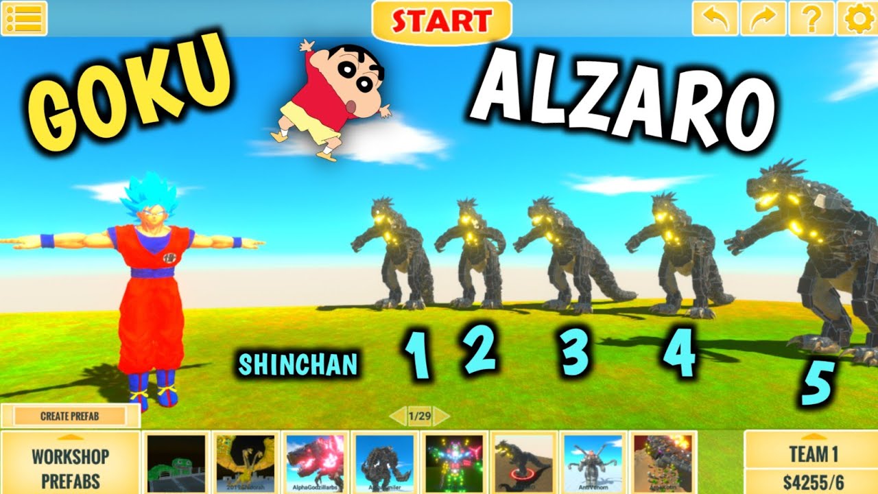 GOKU vs ALZARO in ARBS | Animal Revolt Battle Simulator | Goku vs Five ...