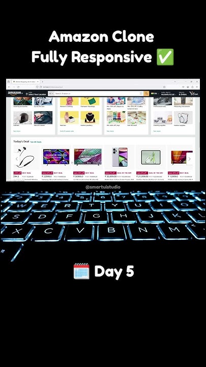 Day 5 - Fully Responsive Amazon Clone using HTML CSS and JS #shortsfeed #learnwebdev - YouTube